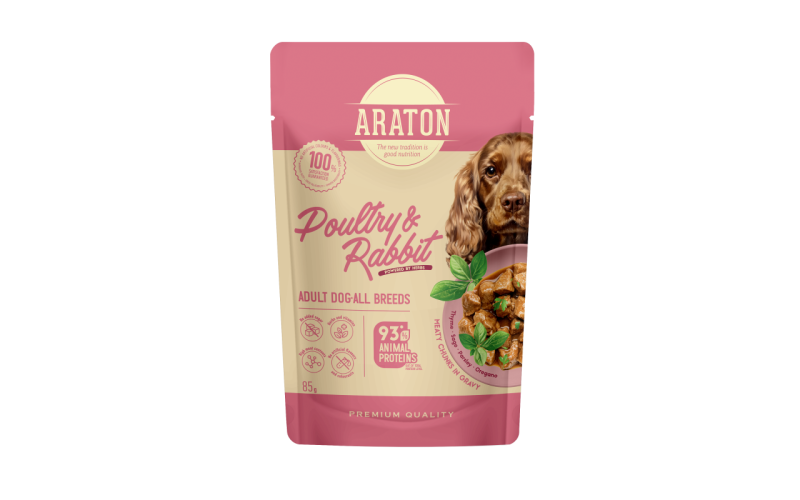 ARATON wet pet food with poultry and rabbit for adult dogs of all ...